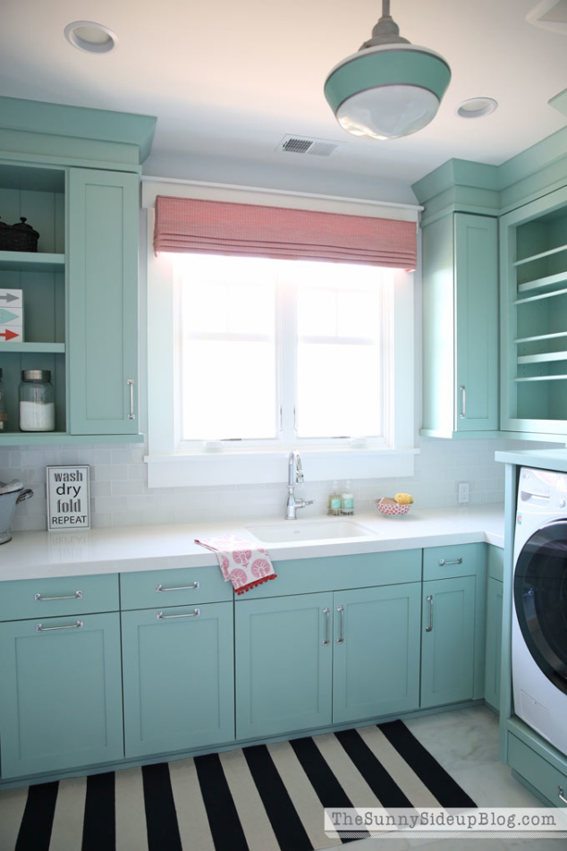 Decorated and Organized Laundry Room (with color!) - The Sunny Side Up Blog