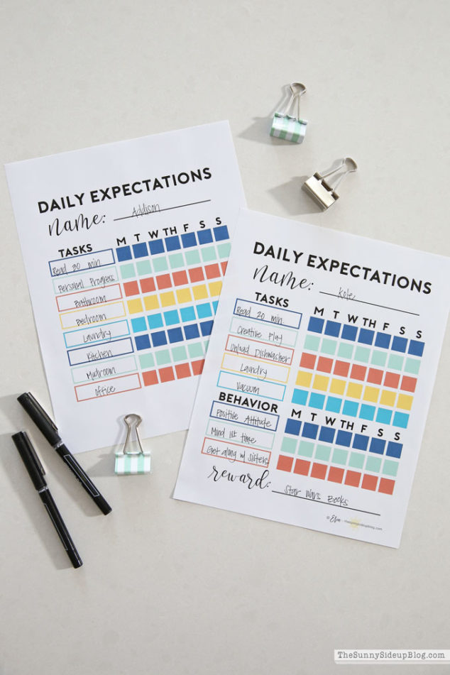 Daily Expectations - a printable to keep your kids on task! - The Sunny ...