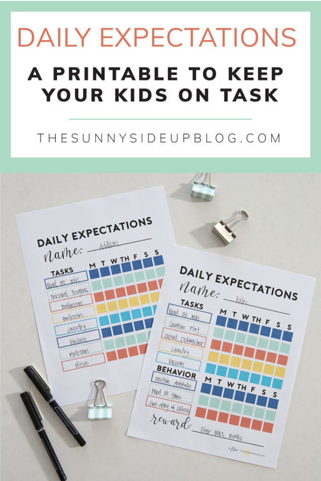 Daily Expectations - a printable to keep your kids on task! - The Sunny ...