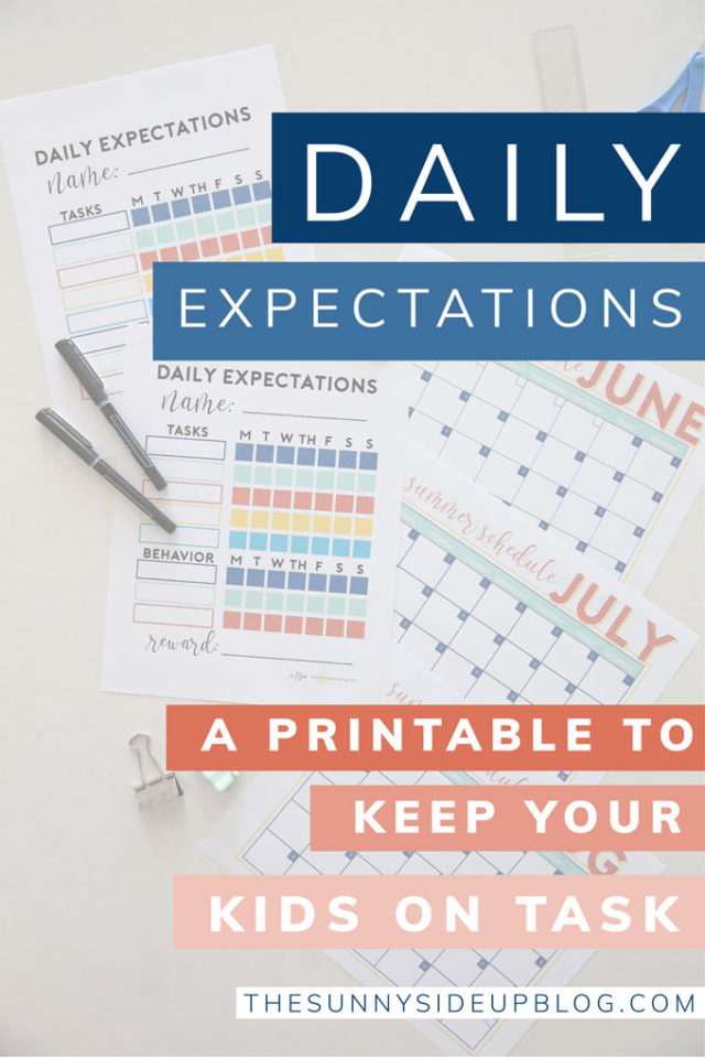 Daily Expectations - a printable to keep your kids on task! - The Sunny ...