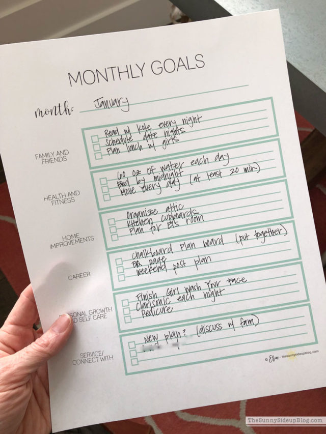 Goals/Habits/Plan Ahead Printables - The Sunny Side Up Blog