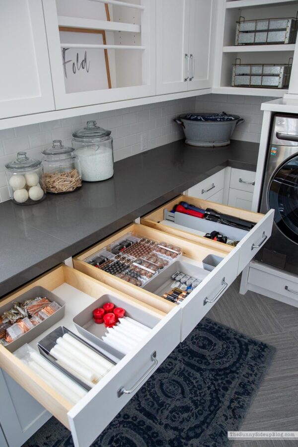 Organized Laundry Room Cupboards and Drawers - The Sunny Side Up Blog