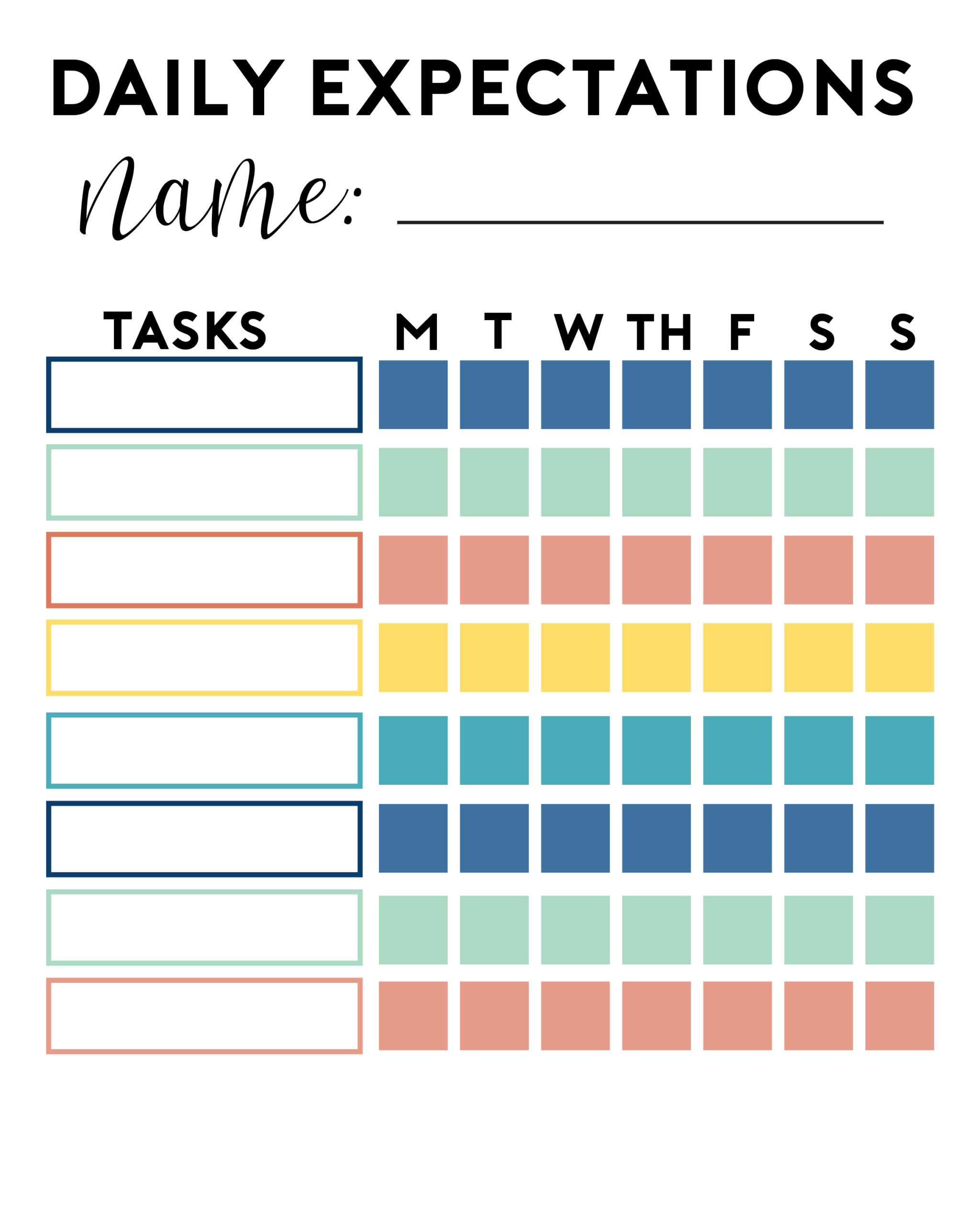 Daily Expectations Chore Chart - The Sunny Side Up Blog